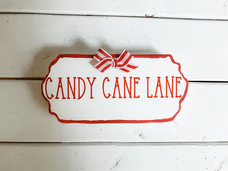 Candy Cane Lane Sign Candy Cane Tiered Tray Decor HAND - Etsy