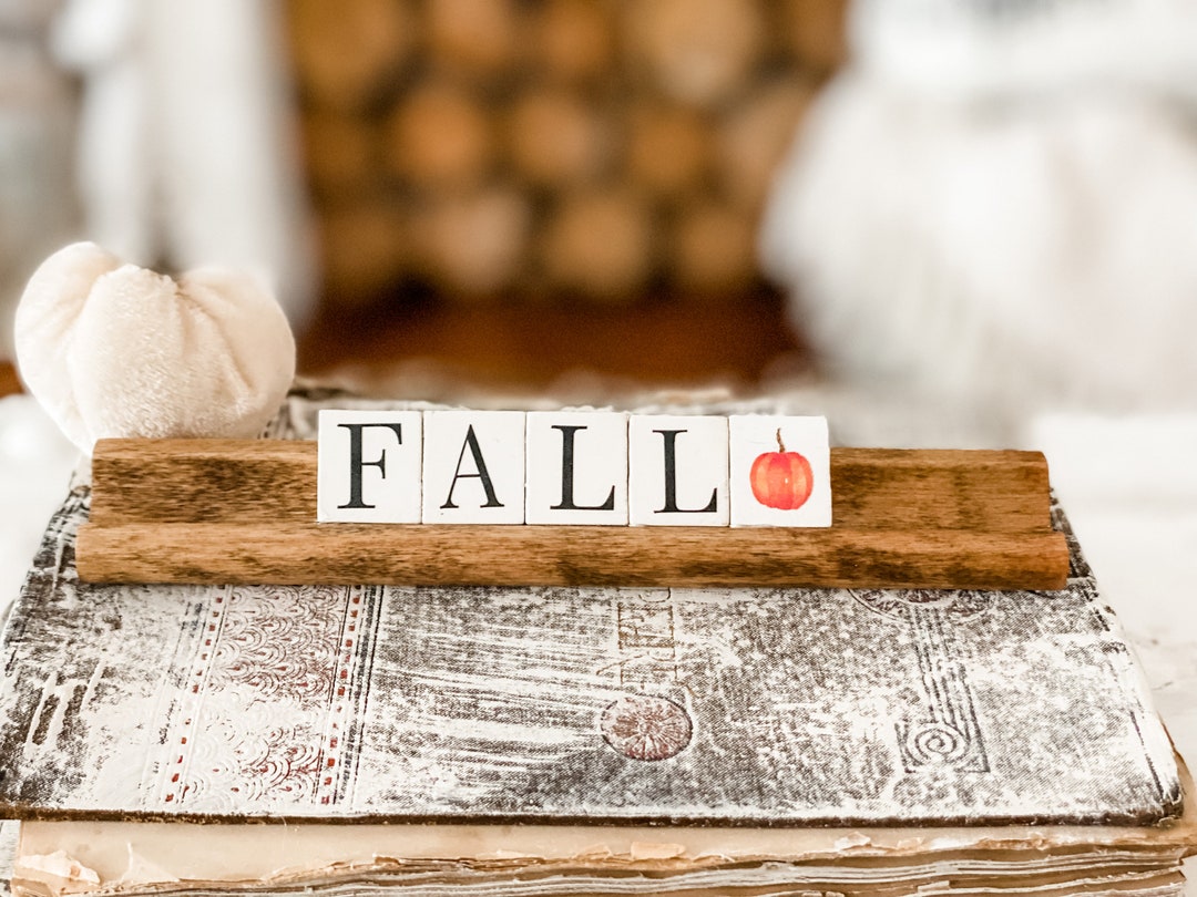 Fall Scrabble Tile/pumpkin Mini Sign / Mini Scrabble Tiles and Stand ...