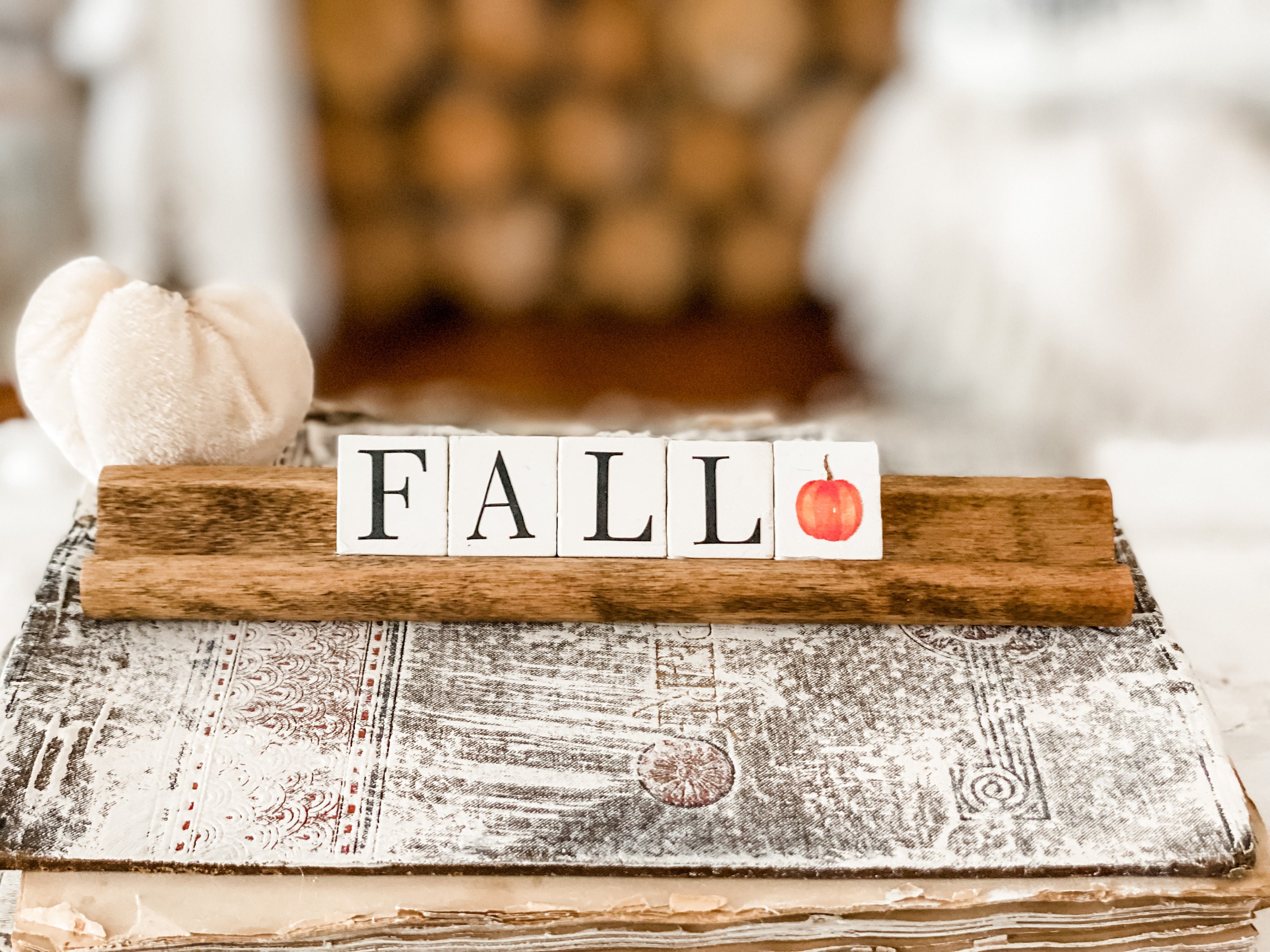 Fall Scrabble Tile/pumpkin Mini Sign / Mini Scrabble Tiles and - Etsy