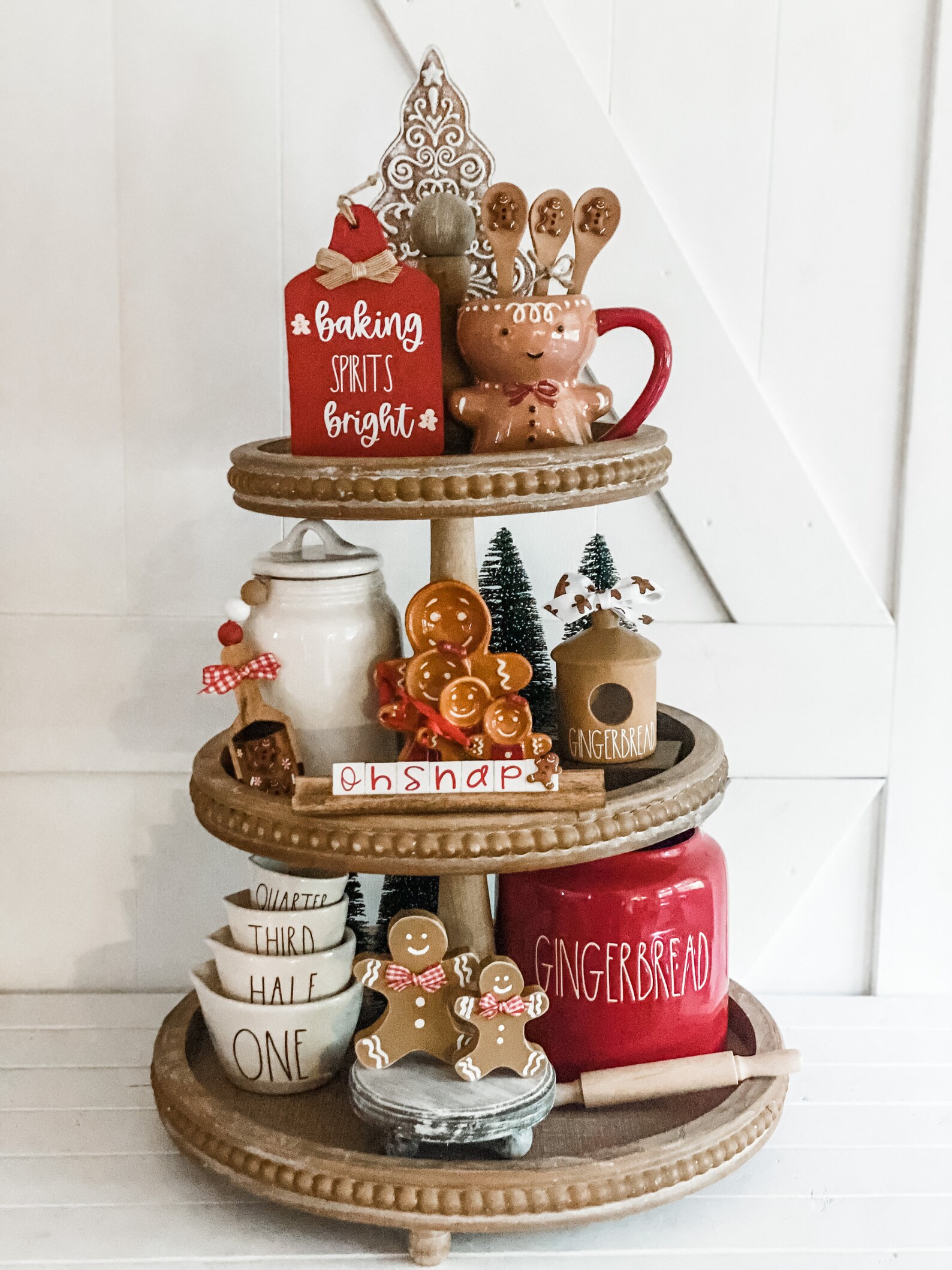 Wooden Gingerbread Man Stands Alone Set of 2 tiered Tray | Etsy