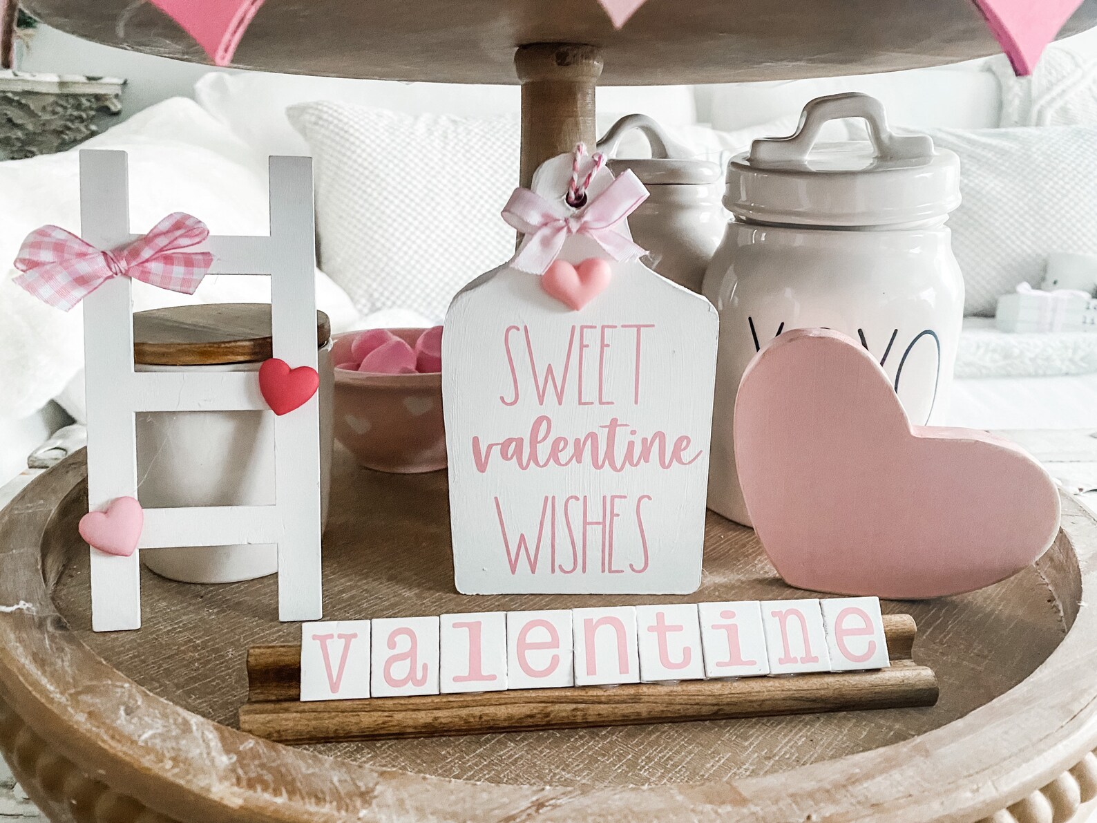 Pink Valentines Decor Bundle Set of 4 Valentines Tiered - Etsy
