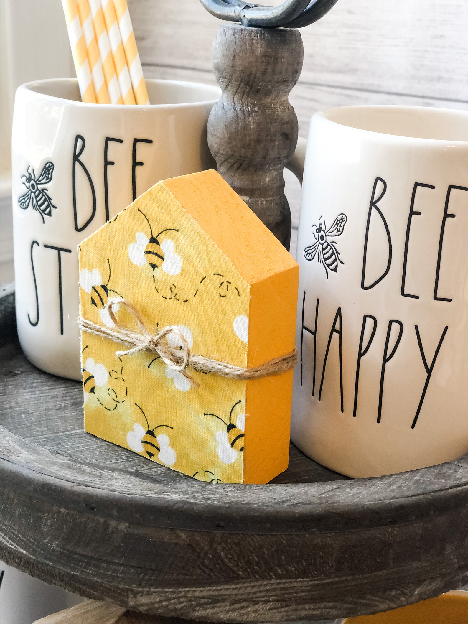 Bee Wood Houses Set of 2 Mini Wood Houses 2 Small Wood | Etsy