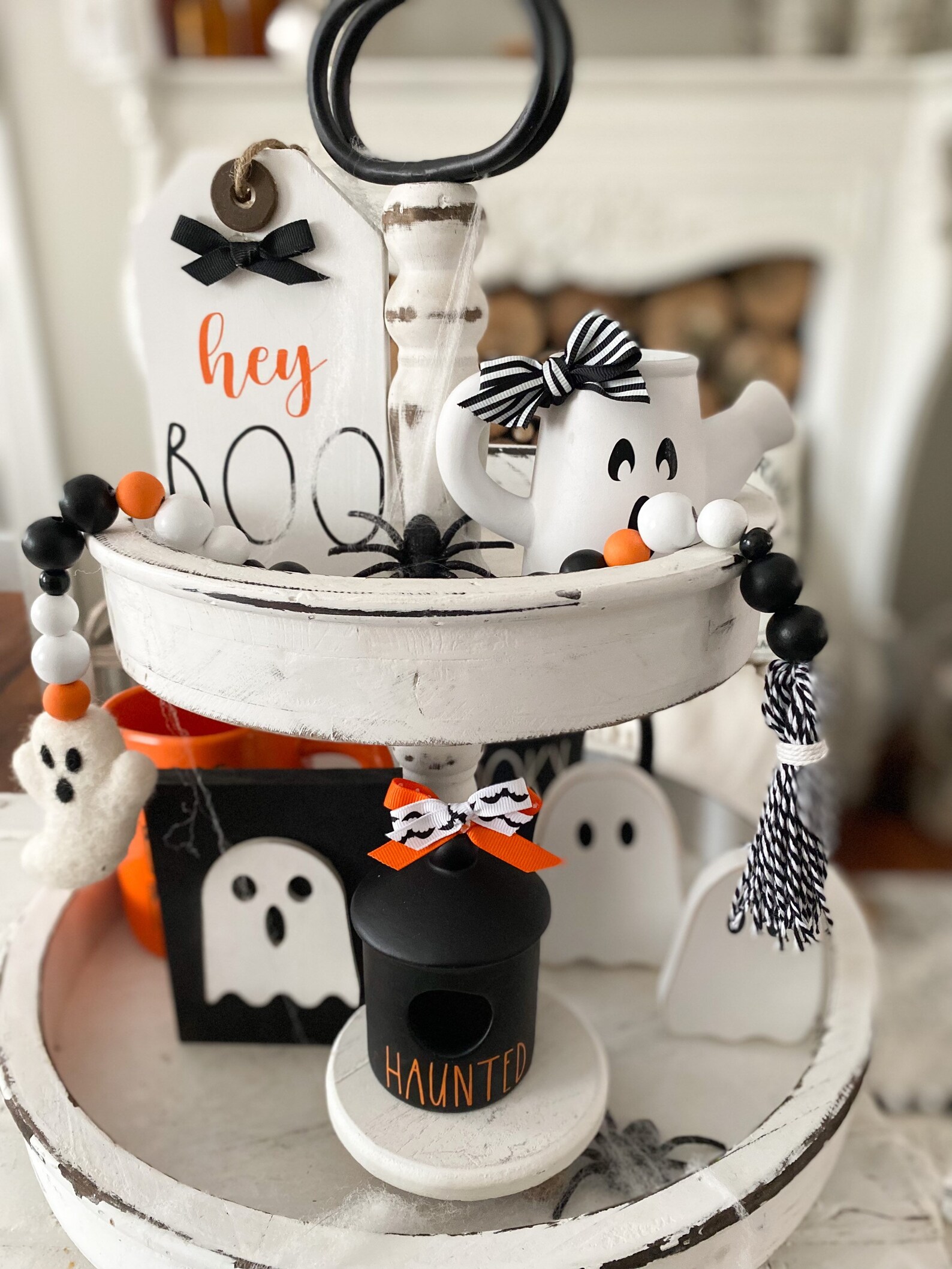 Wood Ghosts SET OF 2 Stands Alone Ghost Tiered Tray Decor - Etsy