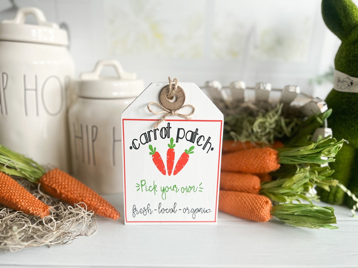 Easter Wood Tag Tiered Tray Decor Carrot Tag Carrot Patch - Etsy