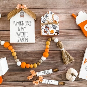 Pumpkin Spice Tiered Tray Decor Bundle | Pumpkin Spice Latte Tray ...