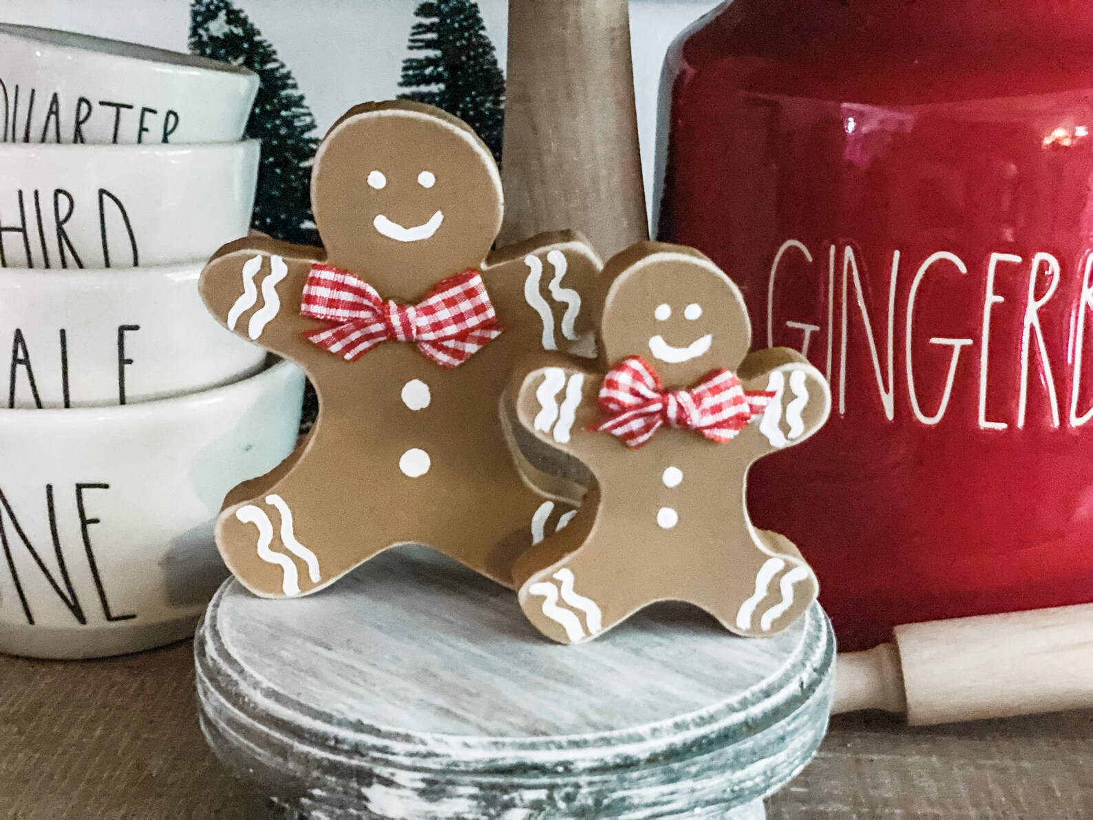 Wooden Gingerbread Man Stands Alone Set of 2 tiered Tray | Etsy