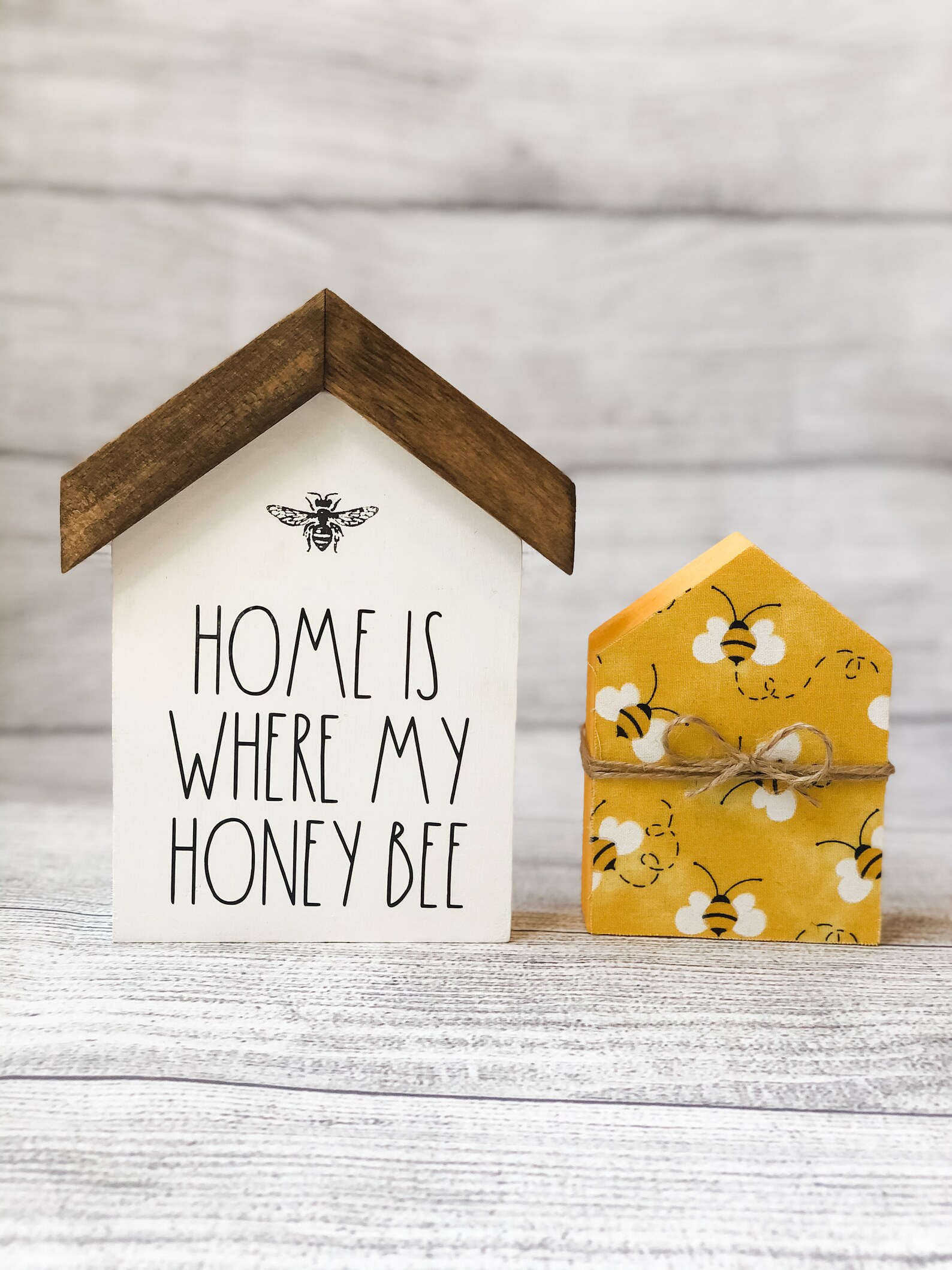 Bee Wood Houses Set of 2 Mini Wood Houses 2 Small Wood | Etsy