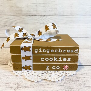Gingerbread Wooden Books, Mini Book Stack, Christmas Wooden Books,candy ...