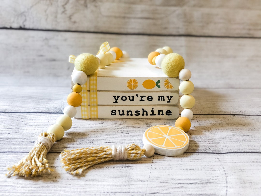 Lemon Book Stack, Wooden Book Bundle, You're My Sunshine, Lemon Decor ...