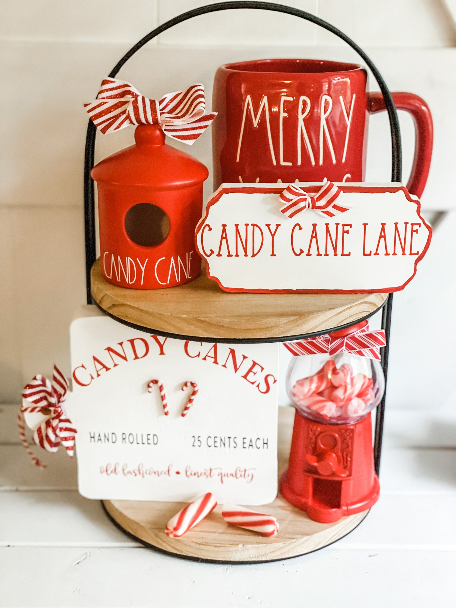 Candy Cane Lane Sign Candy Cane Tiered Tray Decor HAND - Etsy