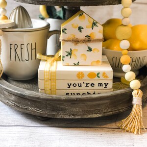 Lemon Book Stack Wooden Book Bundle You're my Sunshine | Etsy