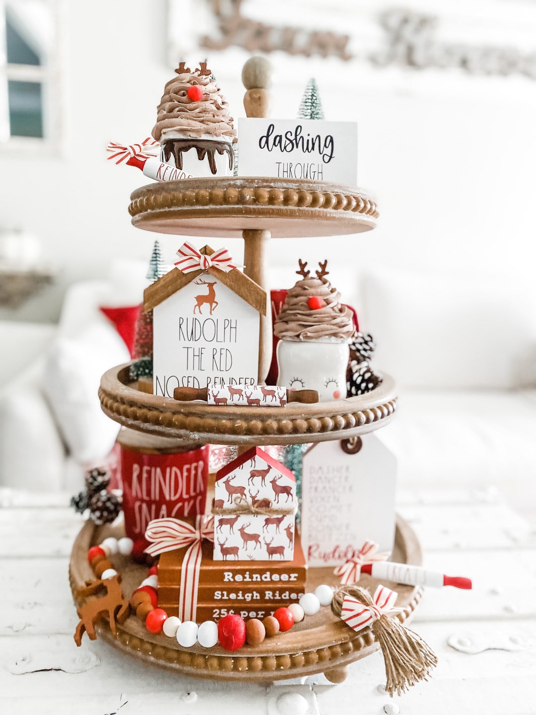 Reindeer Tiered Tray Decor Bundle | Christmas Bundle| Reindeer Wood ...
