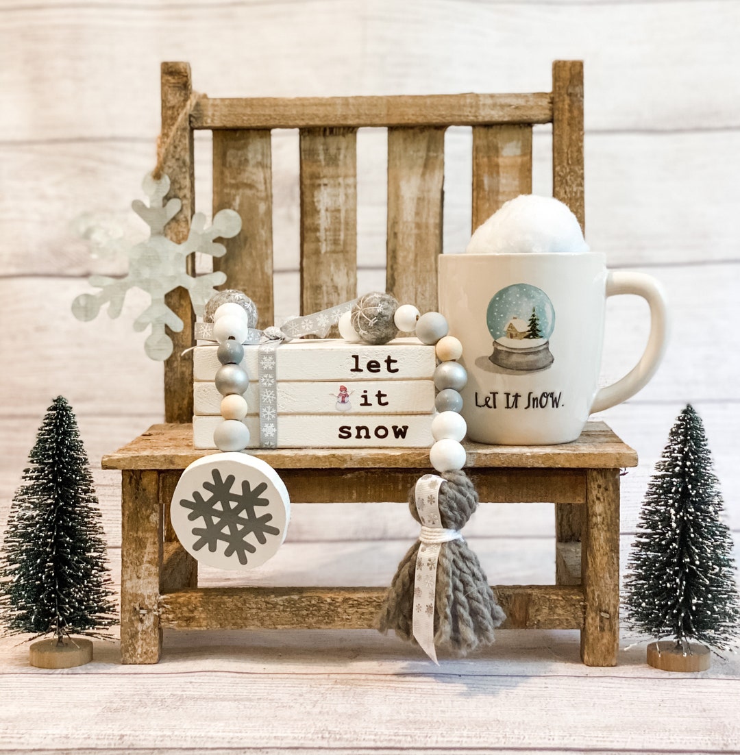 Snow Wooden Books,let It Snow Mini Book Stack, Snowman Books,farmhouse ...