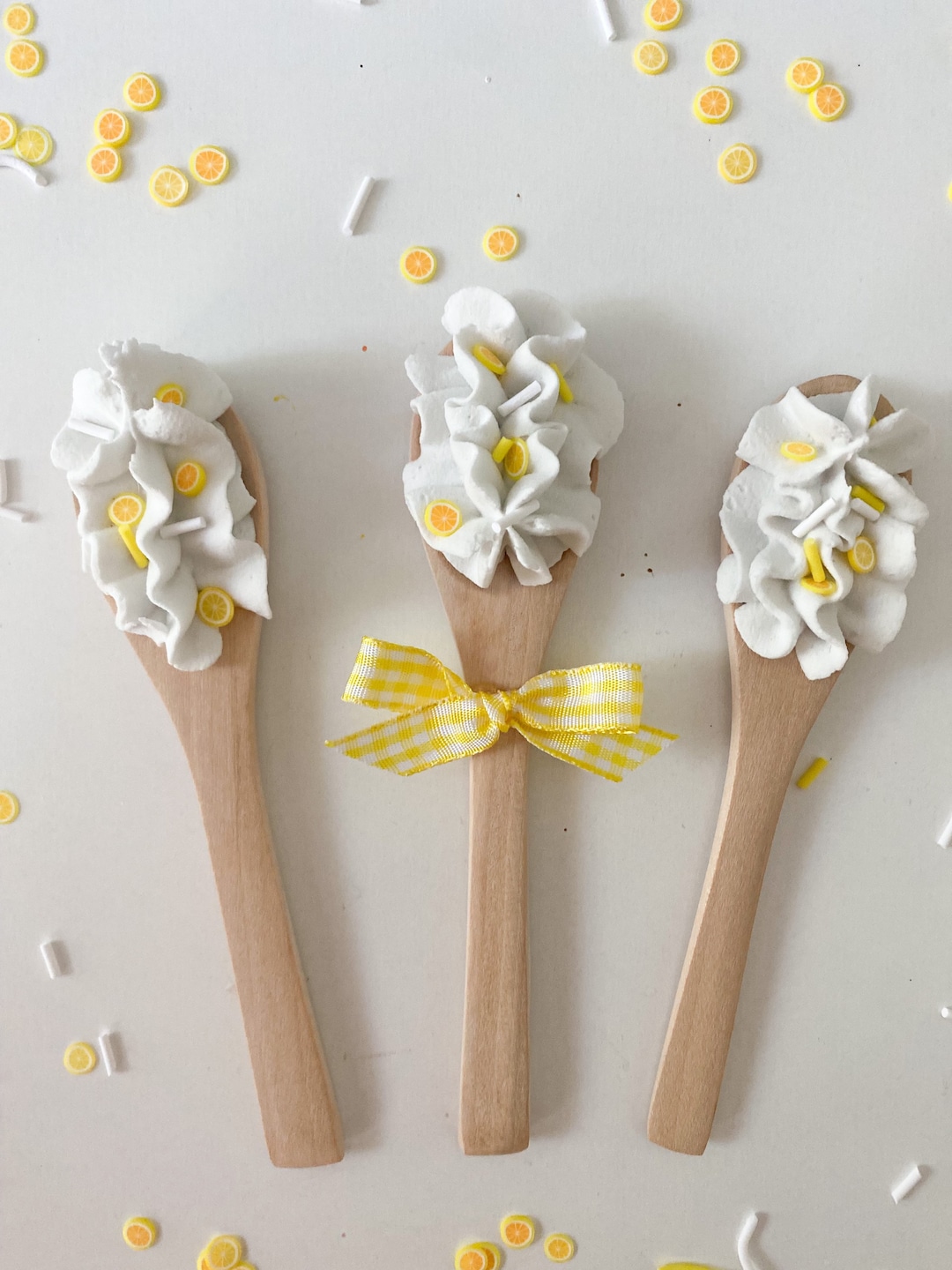Set of 3 Faux Whipped Wooden Lemon Spoons Lemon Tiered Tray Decor ...
