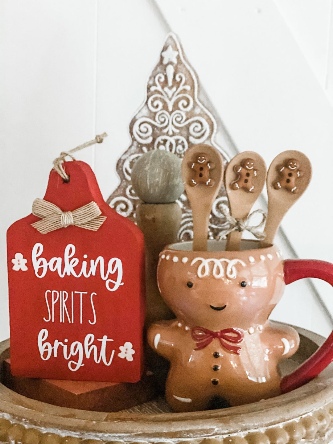 Mini Gingerbread Spoons Christmas Tiered Tray Decor Coffee Bar Decor ...