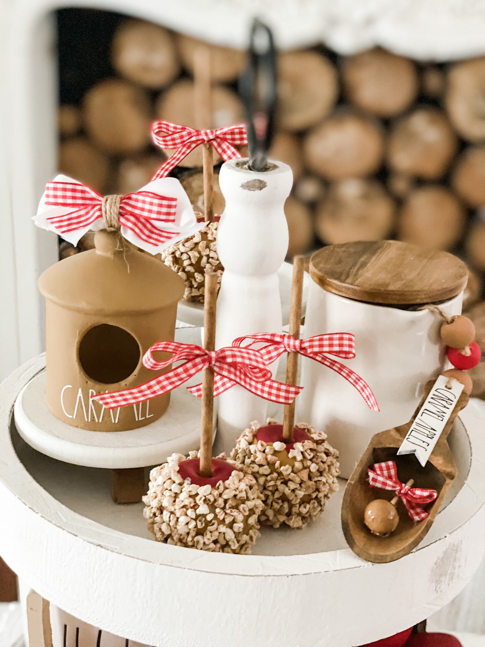 Apple Tiered Tray Decor Bundle Farmhouse Apple Decor Caramel - Etsy