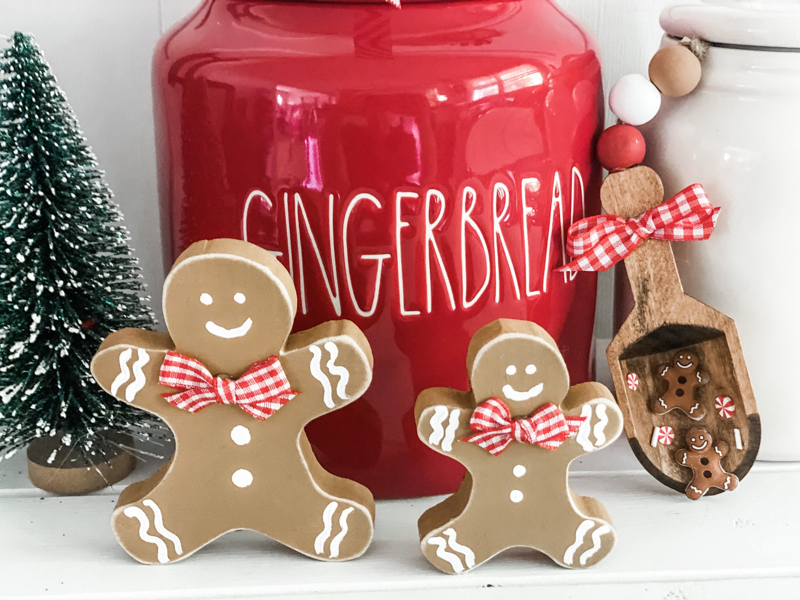 Wooden Gingerbread Man Stands Alone Set of 2 tiered Tray | Etsy