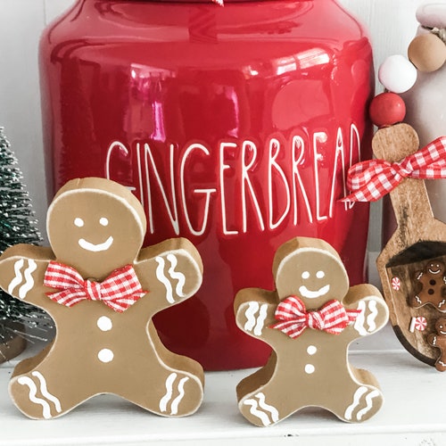 Wooden Gingerbread Man Stands Alone Set of 2 tiered Tray | Etsy