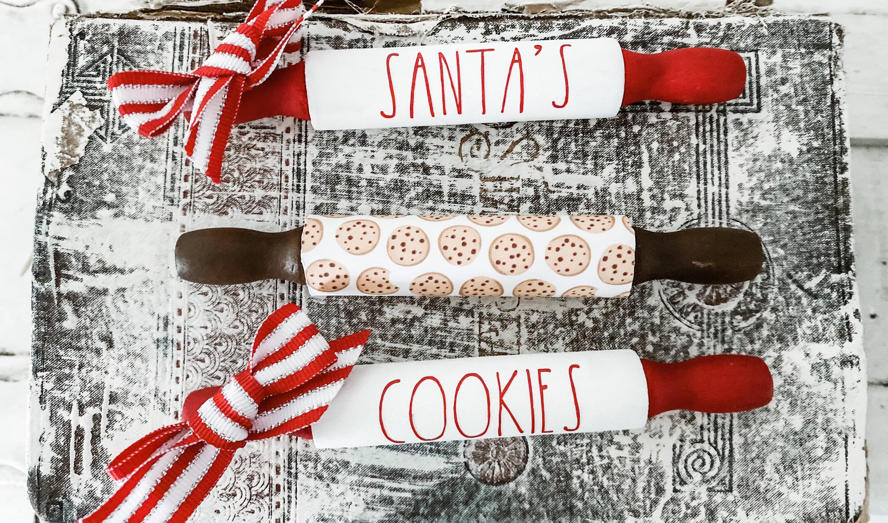 Mini Wooden Rolling Pins Christmas Santa Santas Cookies | Etsy
