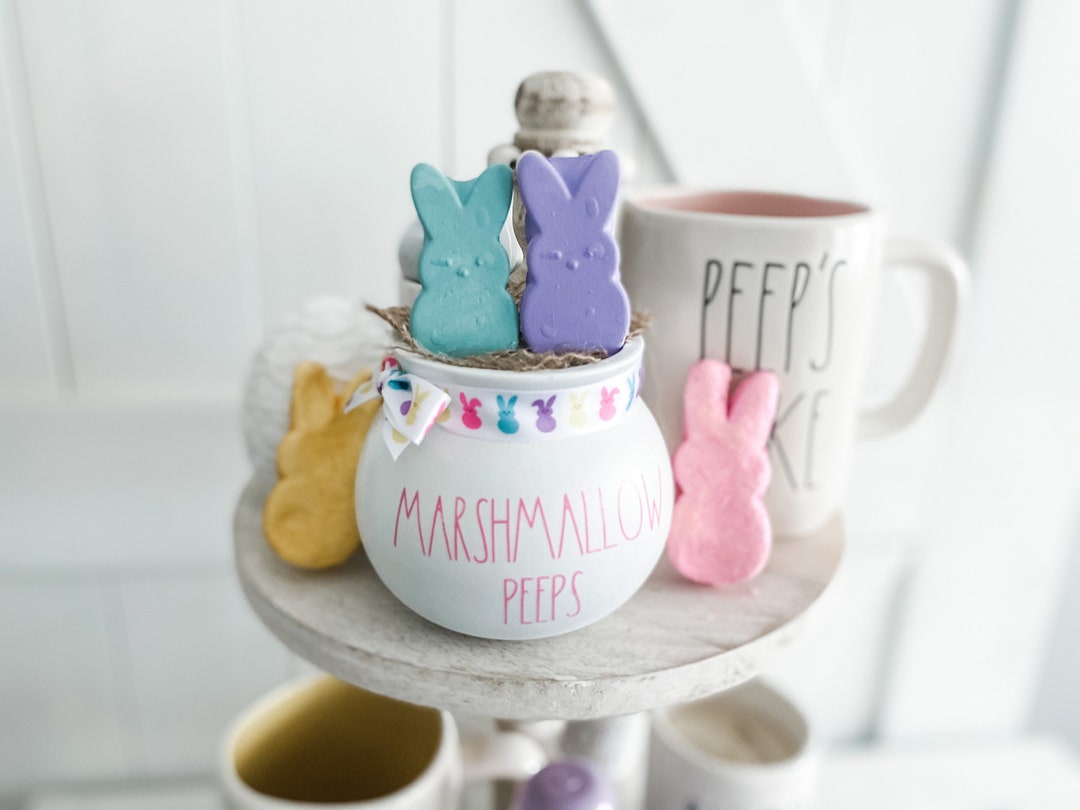 Mini Ceramic Easter Decor, Peep Decor, Ceramic Pot,easter Tiered Tray ...
