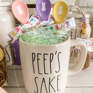 Mini Wooden Peep Spoons tiered Tray Decor Coffee Bar Decor Easter Decor ...