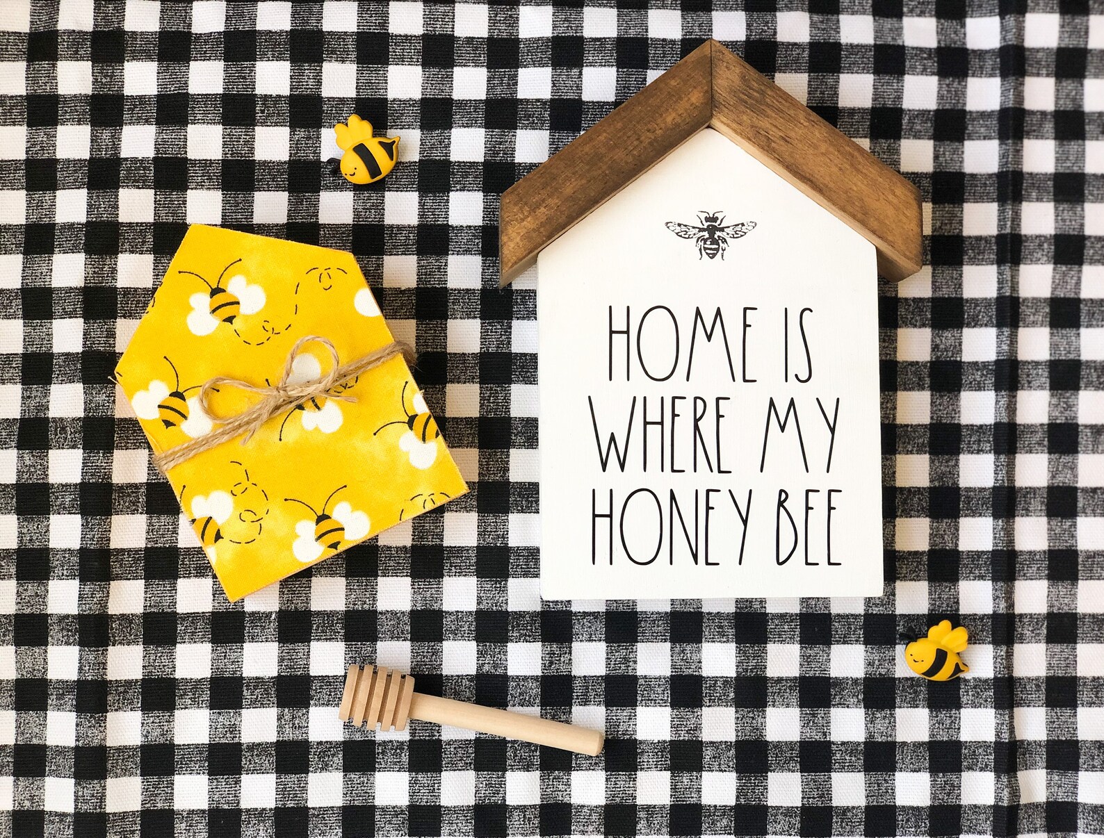 Bee Wood Houses Set of 2 Mini Wood Houses 2 Small Wood | Etsy