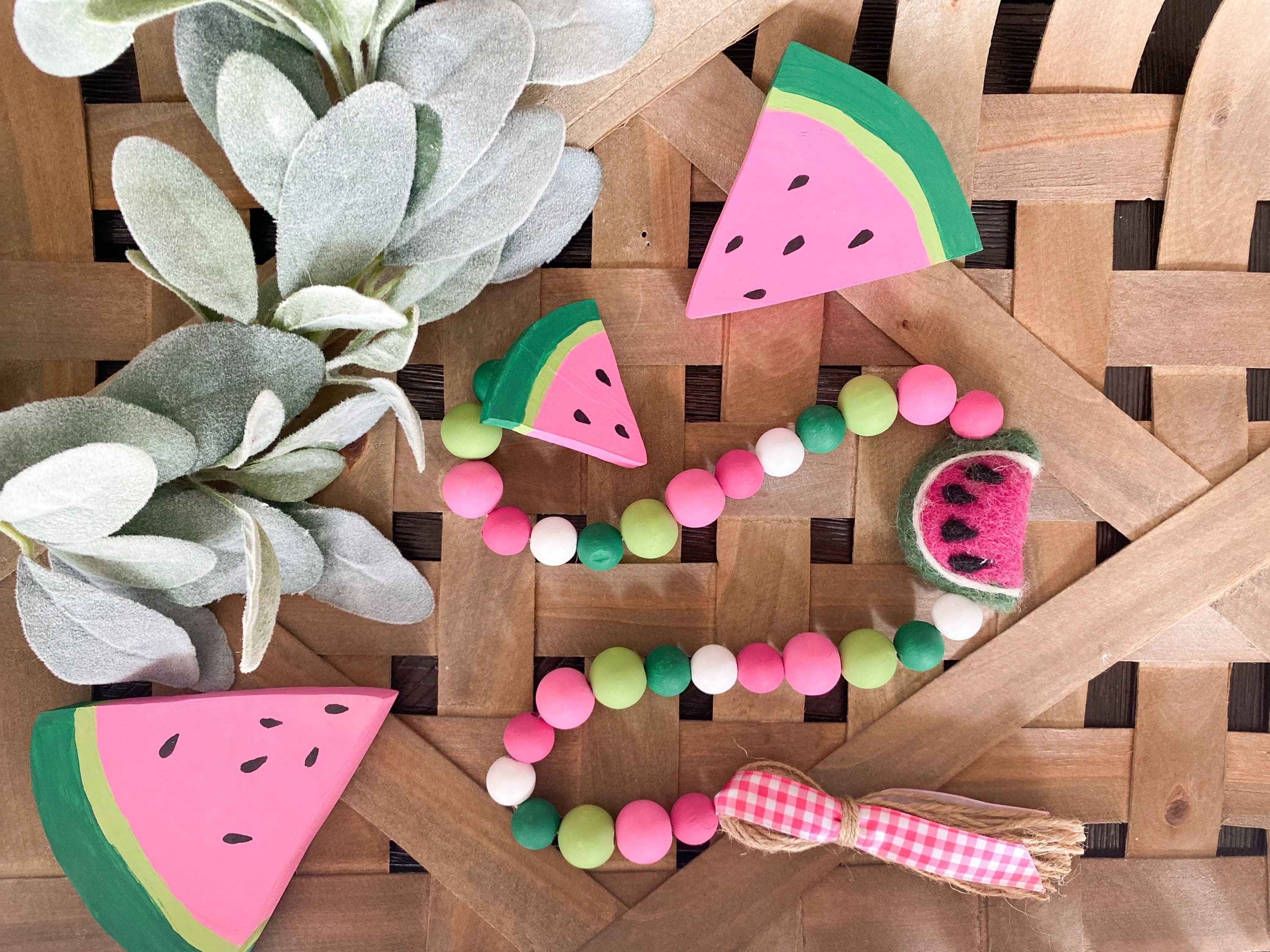 Wood Watermelons Set of 2 Watermelon Tiered Tray Decor Hand - Etsy