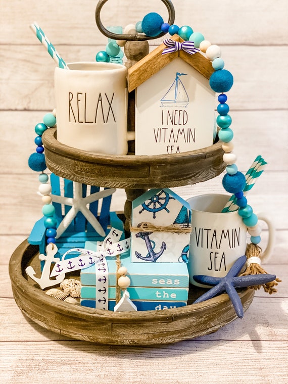Beach Decor Bundle Set of 4 Nautical Tiered Tray Anchor - Etsy