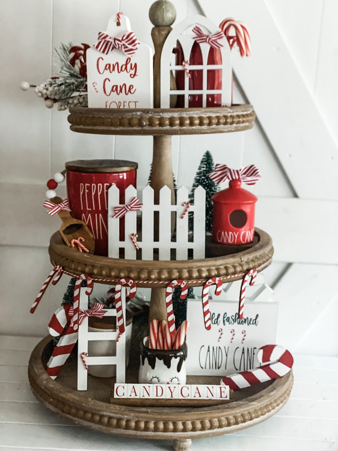 Candy Cane Mini Bundle, Set of 4, Candy Cane Tiered Tray Decor ...