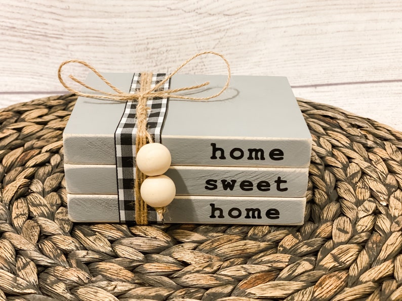 Farmhouse Book Stack Wooden Book Bundle Home Sweet Home - Etsy
