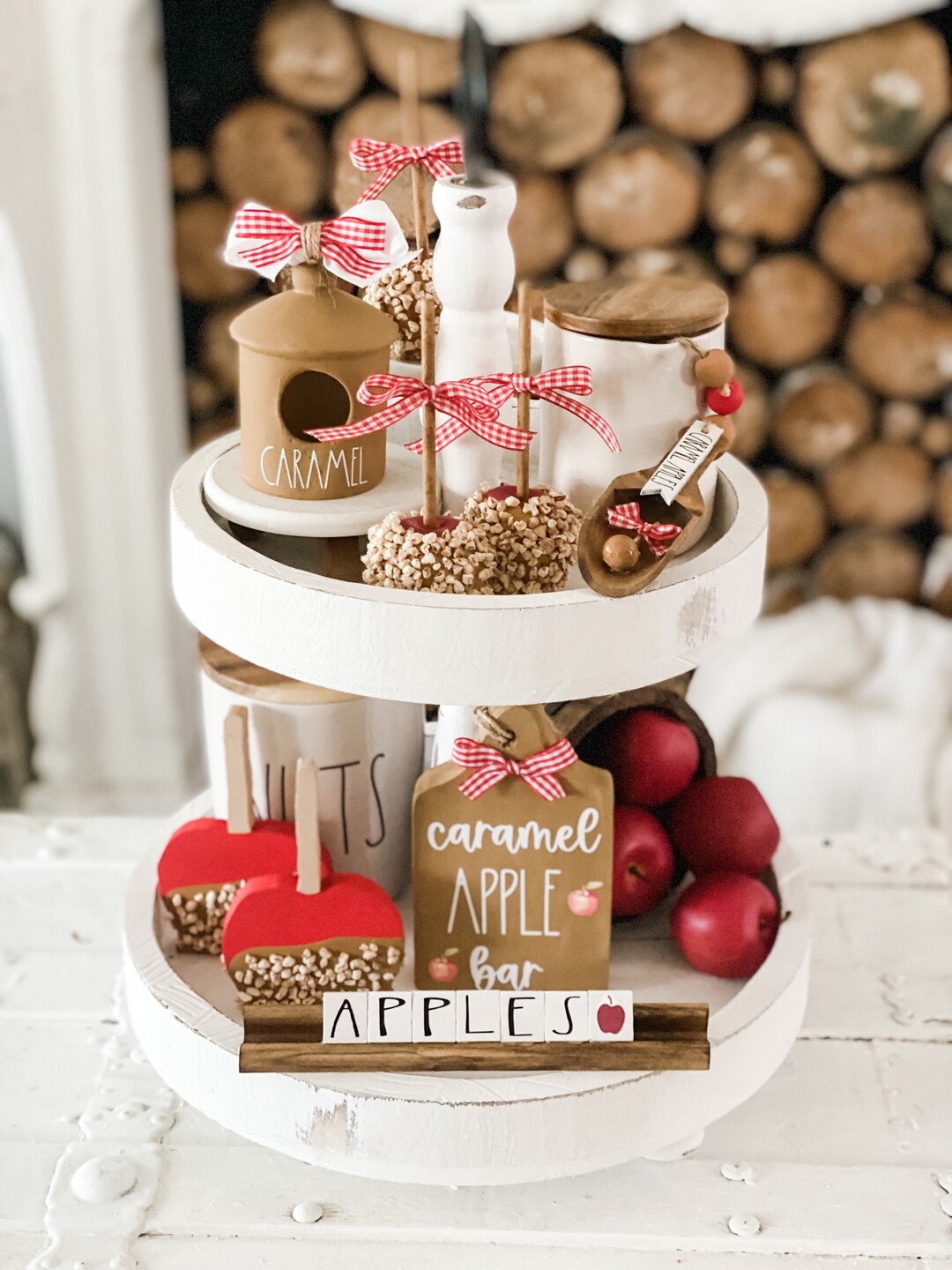 Apple Tiered Tray Decor Bundle, Farmhouse Apple Decor, Caramel Apple ...