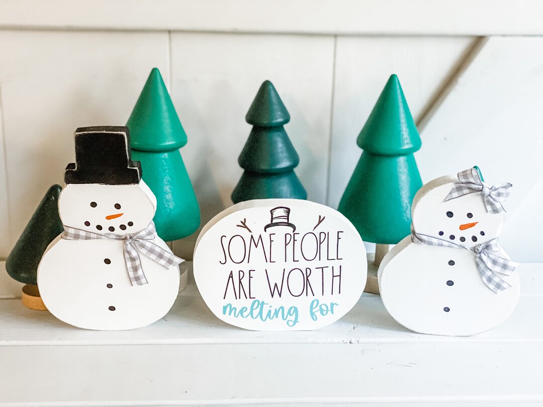 Mini Snowman Sign Tiered Tray Decor Melting Snowman - Etsy