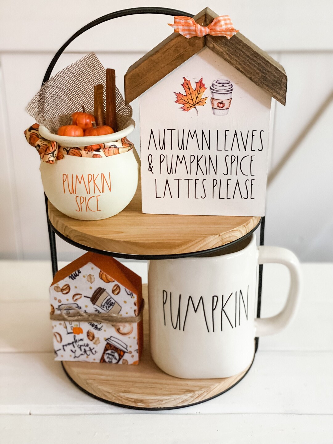 Mini Ceramic Decor, Fall Tiered Tray Decor, Ceramic Pot, Pumpkin Spice ...