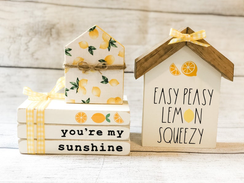 Lemon Wood Houses Set of 2 Mini Wood Houses 2 Small Wood | Etsy