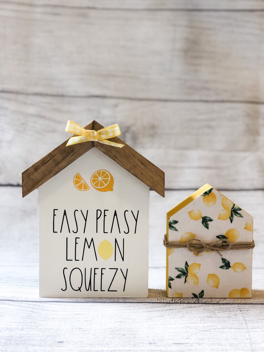 Lemon Wood Houses Set of 2 Mini Wood Houses 2 Small Wood - Etsy