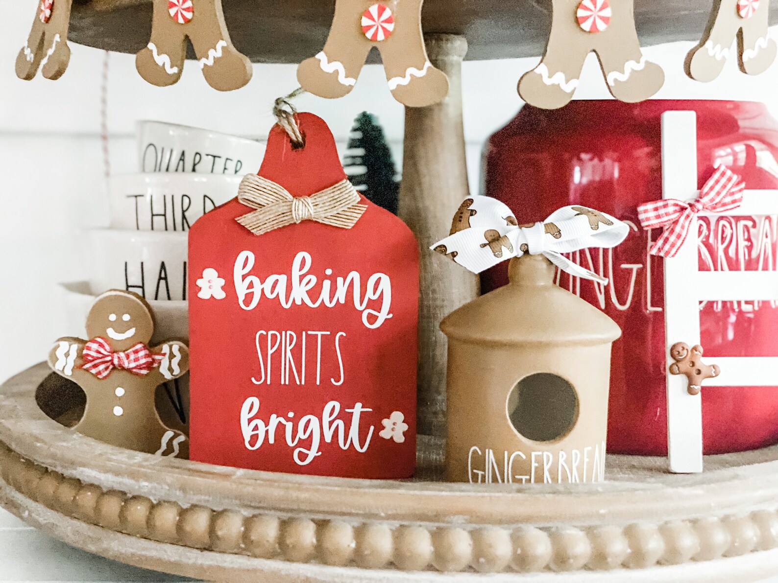 Wooden Gingerbread Man Stands Alone Set of 2 tiered Tray | Etsy