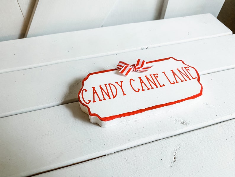Candy Cane Lane Sign Candy Cane Tiered Tray Decor HAND - Etsy
