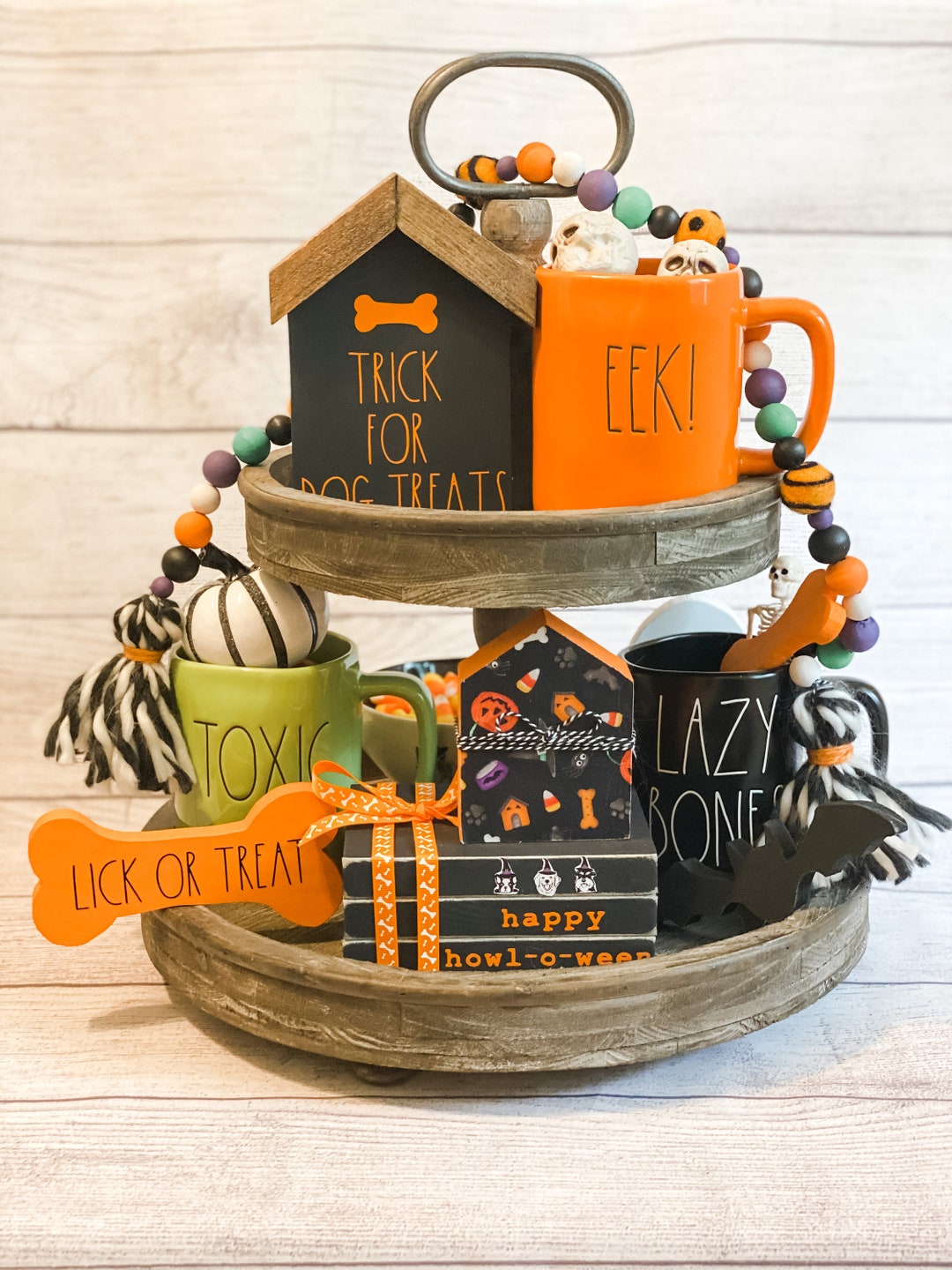 Dog Halloween Decor Bundle, Set of 4 or 5, for Tiered Tray, Dog ...