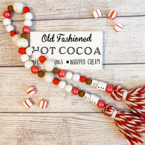 Hot Cocoa Beaded Garland, Christmas, Candy Cane, Snowman, Marshmallow ...