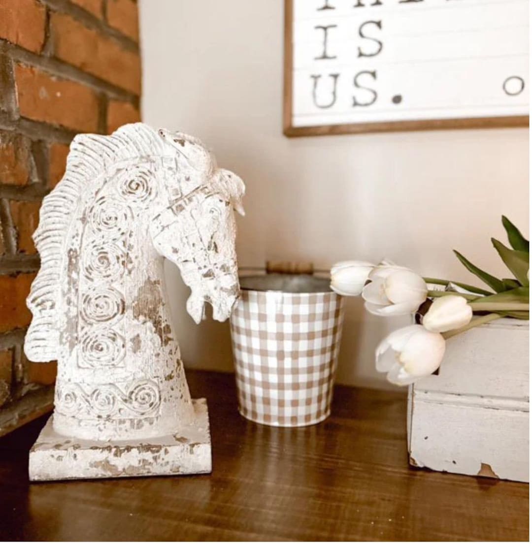 Distressed Horse Head Statue | Vintage Horse Bust Decor | Cottagecore ...