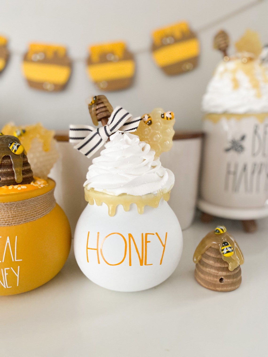 Mini Ceramic Pot Faux Honey Pot Bee Ceramic Decor Rae Dunn - Etsy