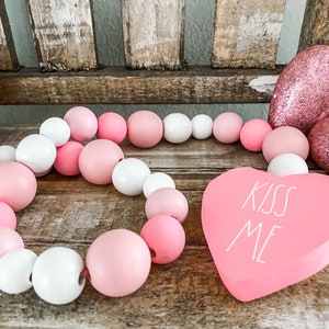 Candy Heart Beaded Garland, Valentines Day Garland, Valentines Day ...