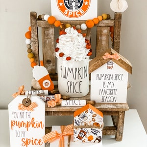 Pumpkin Spice Tiered Tray Decor Bundle | Pumpkin Spice Latte Tray ...