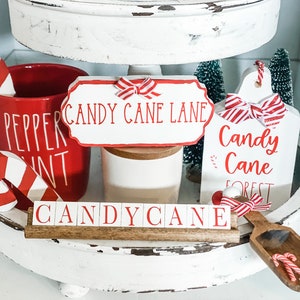 Candy Cane Lane Sign | Candy Cane Tiered Tray Decor | HAND Cut|stands ...