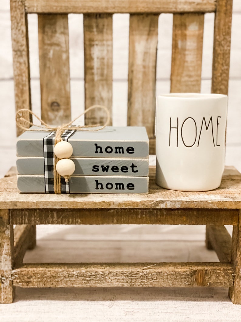 Farmhouse Book Stack Wooden Book Bundle Home Sweet Home - Etsy