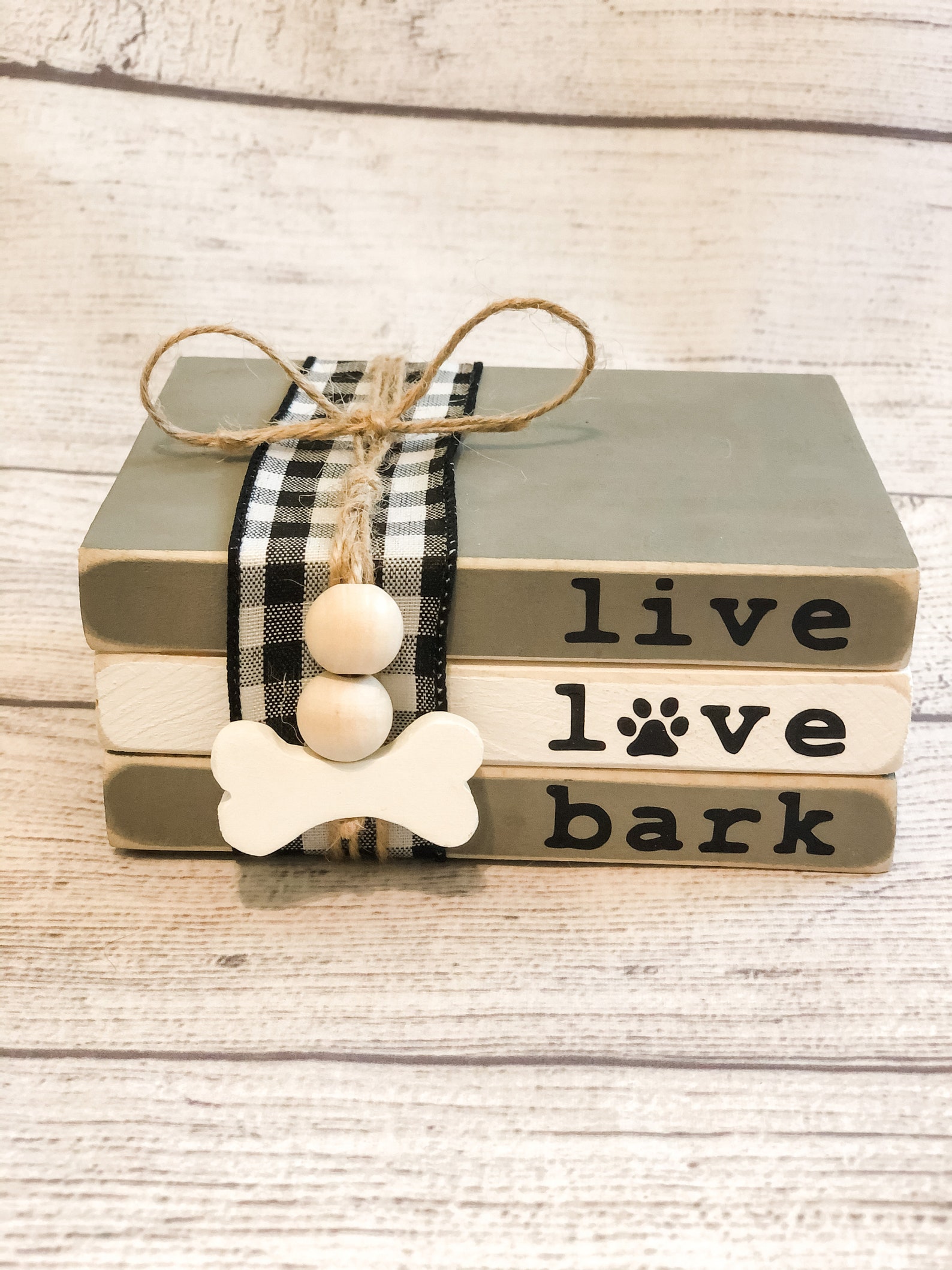 Dog Book Stack Wooden Book Bundle Live Love Bark Dog Decor - Etsy