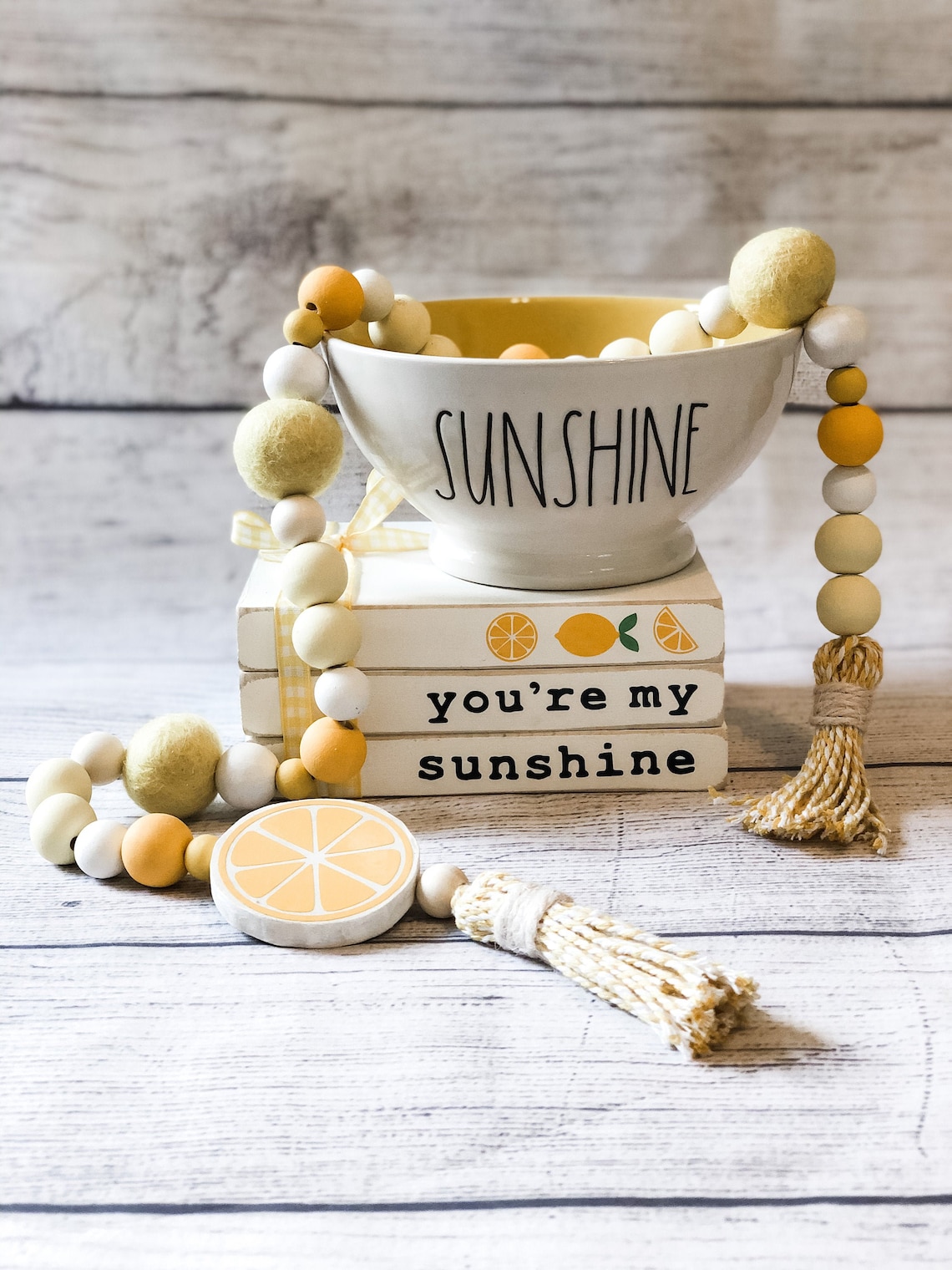Lemon Book Stack Wooden Book Bundle You're my Sunshine | Etsy