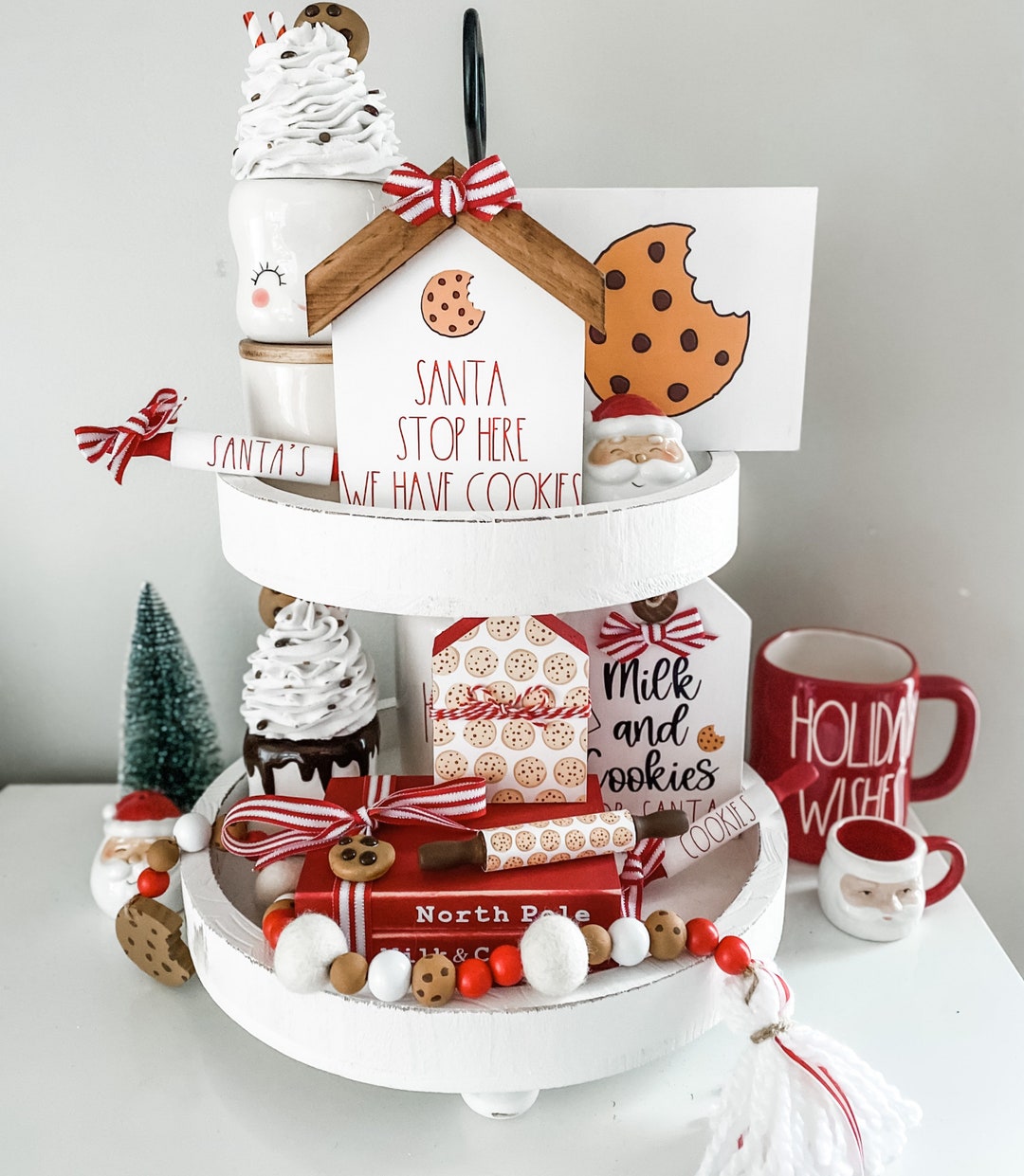 Santas Cookies Tiered Tray Decor Bundle Christmas Bundle Christmas Wood ...