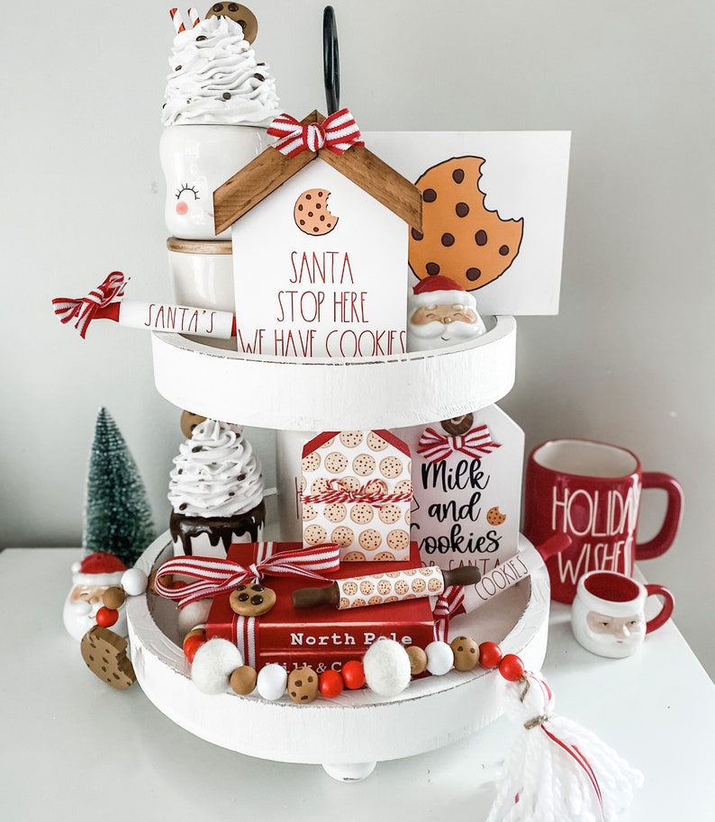 Santas Cookies Tiered Tray Decor Bundle Christmas Bundle - Etsy