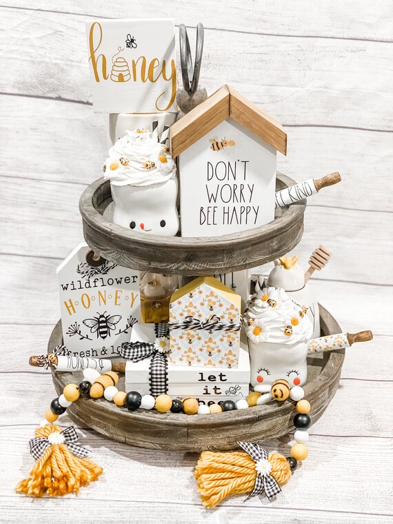 Bee Decor Bundle Bee Tiered Tray Bundle bumble Bee Decor | Etsy